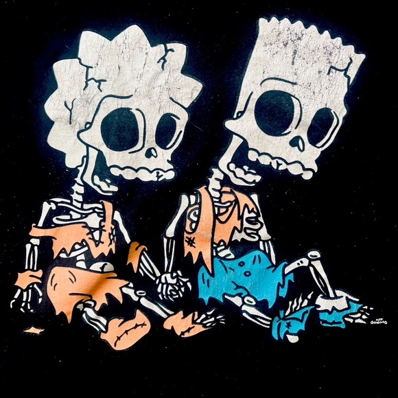 Shirts | The Simpsons Skeleton Bart And Lisa Large Black Tshirt | Poshmark
